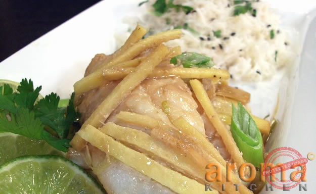 Red snapper cartoccio style with ginger and coconut rice - Aceline